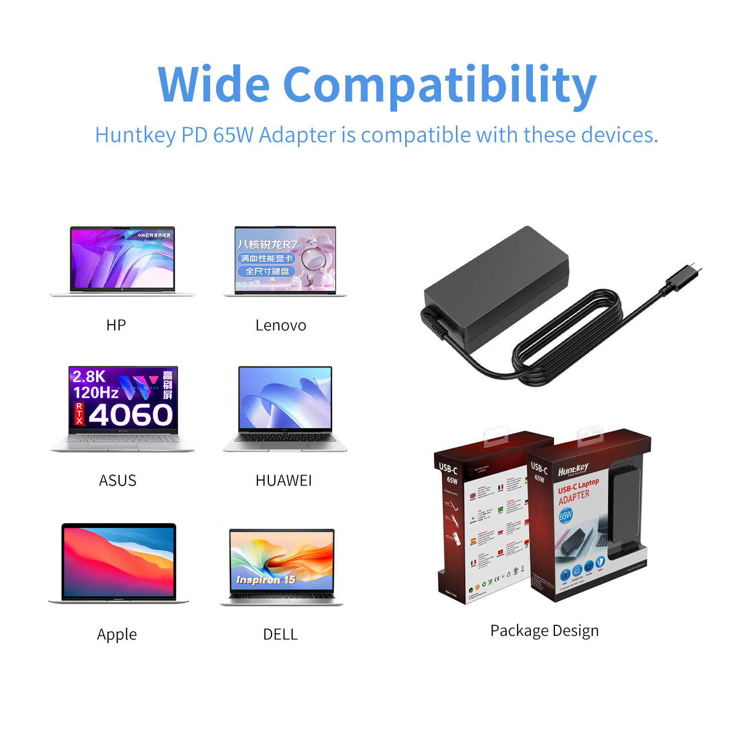 USB-C Laptop Adapter 65W - Huntkey