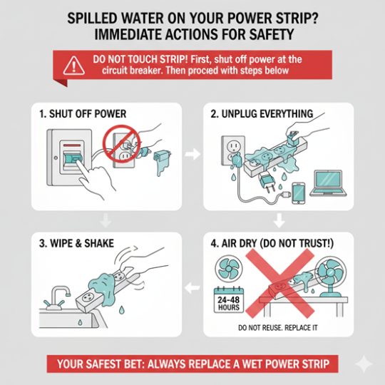 What to do If I Spill Water on a Surge Protector Power Strip? - Huntkey